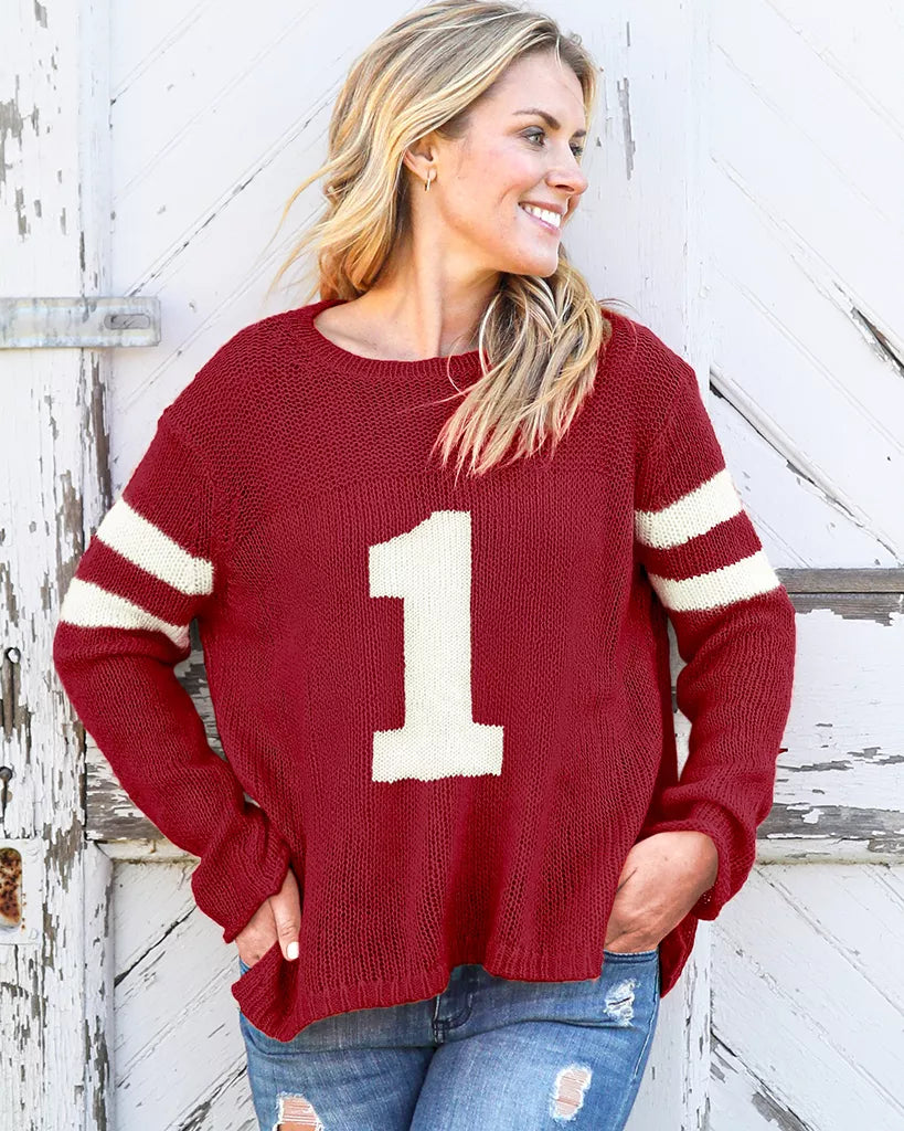 SALE - "1" Jersey Crew Lightweight Sweater - Ruby Jane Pure Snow ...