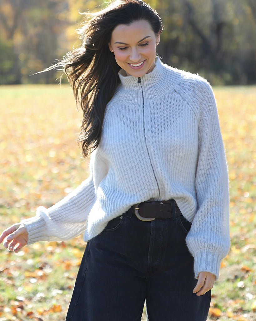 Leo Zip Cardi Chunky Sweater - Almond Butter| Wooden Ships