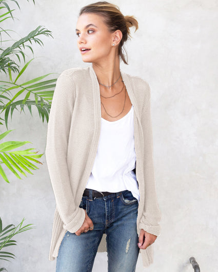 Eryn Cardigan Cotton Sweater - Blush Champagne | Wooden Ships