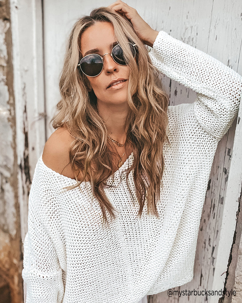 Key West Crew Cotton Sweater - Beach Sky | Wooden Ships