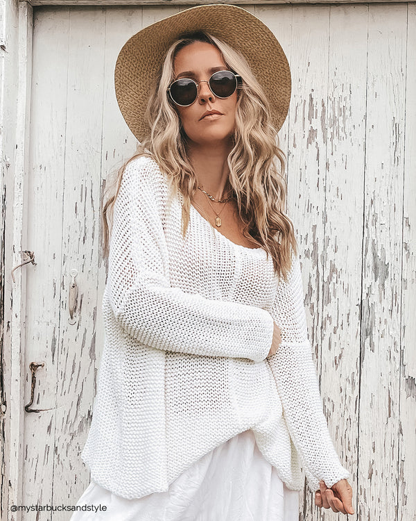 Key West Crew Cotton Sweater - Beach Sky | Wooden Ships