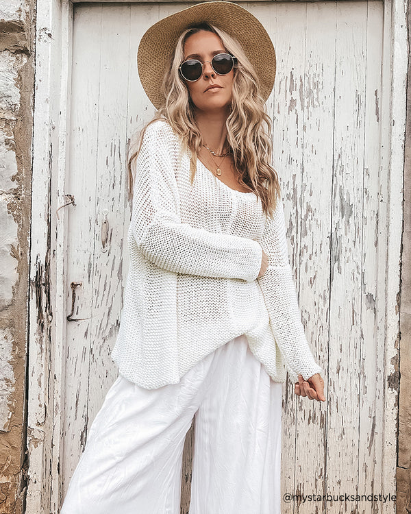 Key West Crew Cotton Sweater - Beach Sky | Wooden Ships