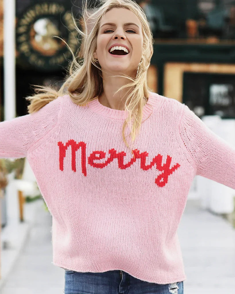 SALE - Merry Crew Chunky Sweater - Arctic Pink Red Ginger | Wooden Ships