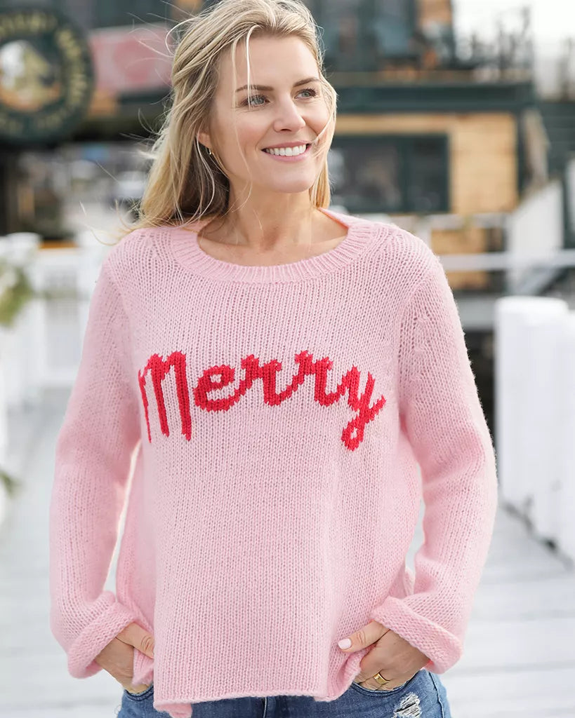 SALE - Merry Crew Chunky Sweater - Arctic Pink Red Ginger | Wooden Ships